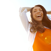 Feeling free against a clear sky | Buy Stock Photo on PeopleImages ...