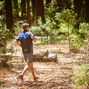 Running through the forest | Buy Stock Photo on PeopleImages, Picture ...