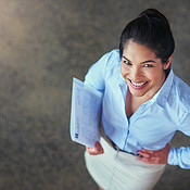 Working her way up the corporate ladder | Buy Stock Photo on ...