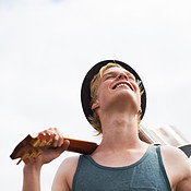 Loving the sun on his face | Buy Stock Photo on PeopleImages, Picture ...