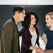 Friendly meet and greet | Buy Stock Photo on PeopleImages, Picture And ...