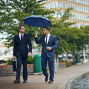 Making giant strides in the corporate world together | Buy Stock Photo ...