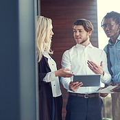 Exchanging ideas and information | Buy Stock Photo on PeopleImages ...