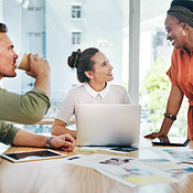 We're always bouncing ideas off each other | Buy Stock Photo on ...