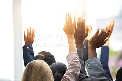 Hands up for any questions | Buy Stock Photo on PeopleImages, Picture ...