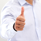 Thumbs up for approval, agreement and trust showing hand gesture, sign ...