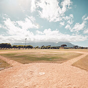 Empty baseball field, stadium or sport softball park for competition ...