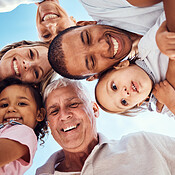 Diversity, love and family with smile, happy and bonding together for ...
