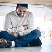 Business stress, crying and burnout of a office employee suffering from ...