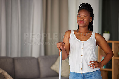 Housework, hygiene and black woman cleaning the window with cloth while ...