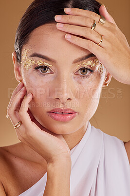 Vitiligo, skin and woman face in portrait with skincare, natural ...