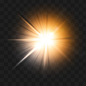Flash, orange light and digital lens flare isolated on png or ...