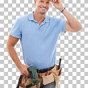 Tools, construction worker and portrait of man with ppe for engineering ...