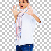 Surprise, scared and portrait of a woman with a shocked face in a ...