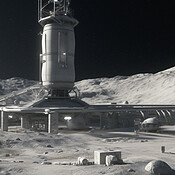 Lunar, city and futuristic architecture in space for science research ...