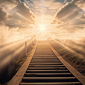 Staircase, steps and way to heaven for God, religion and faith in ...