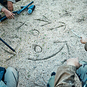 Paintball, battlefield and team with game plan, mission and strategy ...