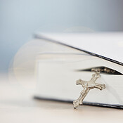 Bible study, cross and religion, Christian faith and God with worship ...