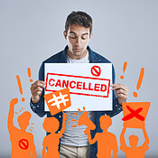 Man, cancelled poster and protest, censorship and bullying in studio ...