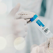 Pharmaceutical, vaccine and sample in scientist hands or test in lab ...