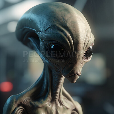 Alien attack or abduction or in a UFO space ship, visitor or scary ...