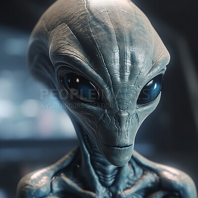 Alien attack or abduction or in a UFO space ship, visitor or scary ...