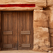 Ancient hebrew house set in Egypt depicting the passover mark on door ...