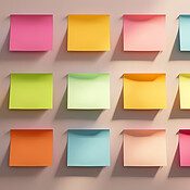 Colorful sticky notes. Design post it for work memo reminders, business ...