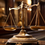 Judgement scales of Justice in the court room, concept for law and ...