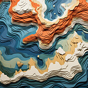 Abstract topographic map landscape. Paper cutout style of mountain and ...