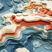 Abstract topographic map landscape. Paper cutout style of mountain and ...