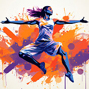 Dancer, illustration and vivid colors. Energetic, expressive and lively ...