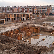 Development, background and ground for building, construction site and ...