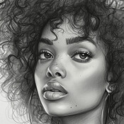 Portrait, sketch and drawing of a black woman for artist inspiration ...