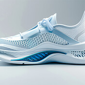 Sneakers, design or sport shoes on a white backdrop for gym workout ...