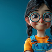 Nerd cartoon, 3d and illustration with tool on backdrop. Character or ...