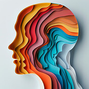 Abstract, face shape or creative design in the style of paper for ...