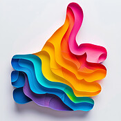 Abstract, thumbs up and creative design in the style of paper for ...
