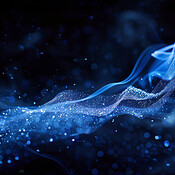 Blue, cloud computing and sound wave for communication of data or ...