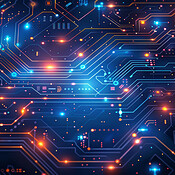 Futuristic, hardware and circuit in computer with server in cloud ...