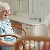 Assisted living, retirement and smile with senior woman in old age home ...
