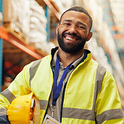 Portrait, supply chain engineer and man in factory, confident and ...
