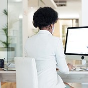 Overworked Receptionist with burnout and stress working in her office ...