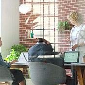 Presentation, team and digital marketing meeting for planning and ...