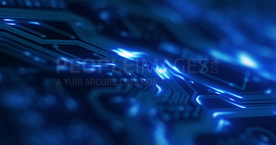 Computer big data network, digital ai technology and microchip 3d neon ...