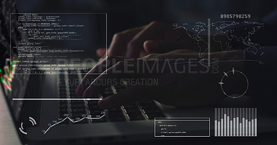 Cyber security, hacker and web design code programmer doing ai, erp and cloud computing glitch ...