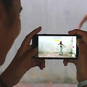 Phone, dance and social media with a woman dancer dancing, recording or ...