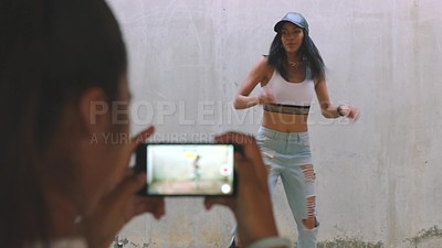 Women, phone and hip hop dance video for social media app, dancing ...