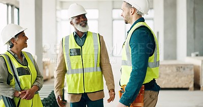 Diversity, teamwork and construction worker people or engineer group ...