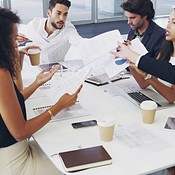 Teamwork makes month end reporting work | Buy Stock Photo on ...